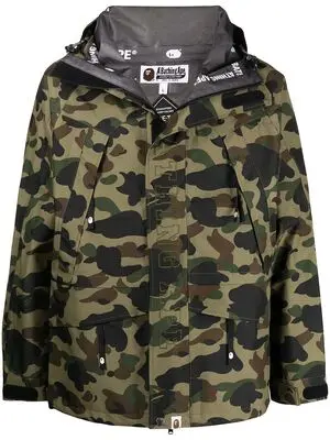 A BATHING APE Camouflage-print Zip-up Jacket - Green