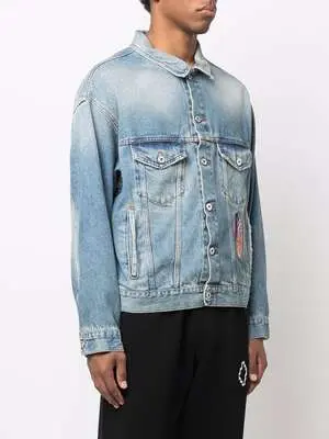 COUNTY OF MILAN Marcelo Burlon Embroidered Denim Jacket - Blue