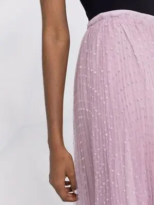 Red Valentino Point D'esprit Pleated Tulle Midi Skirt