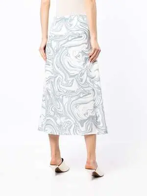 Simkhai Izabella Marble-print Midi Skirt