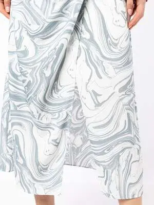 Simkhai Izabella Marble-print Midi Skirt