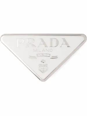 Prada Triangle Logo Hair Clip - White