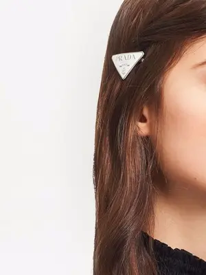 Prada Triangle Logo Hair Clip