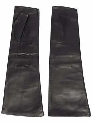 MANOKHI Fingerless Leather Gloves - Black
