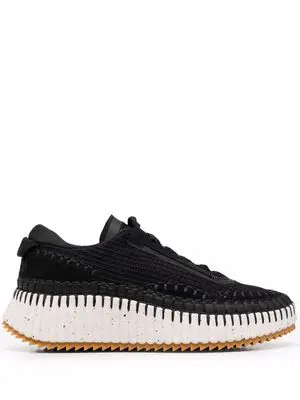Chloé Nama Hand-stitched Mesh Sneakers - Black