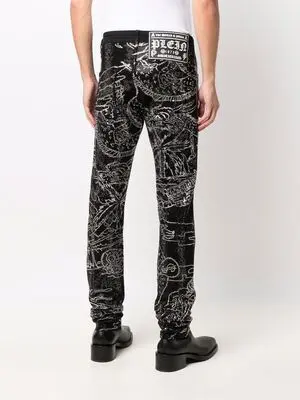 Philipp Plein Skeleton Tattoo Straight-leg Jeans