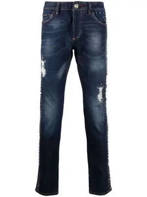 Philipp Plein Distressed Straight-leg Jeans
