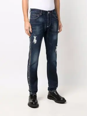 Philipp Plein Distressed Straight-leg Jeans