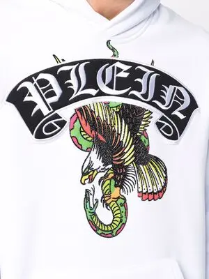 Philipp Plein Logo-print Pullover Hoodie - White