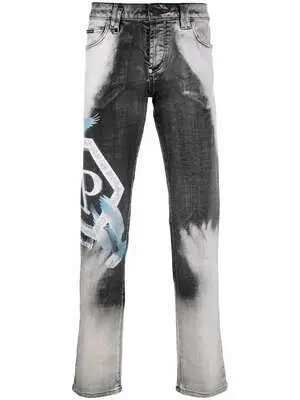 Philipp Plein Bleached Straight-leg Trousers - White