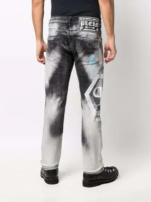 Philipp Plein Bleached Straight-leg Trousers