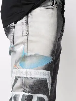 Philipp Plein Bleached Straight-leg Trousers