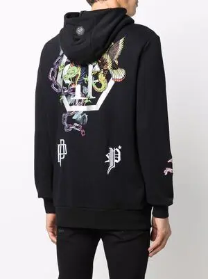 Philipp Plein Logo-print Pullover Hoodie - Black