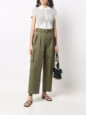 Alberta Ferretti High-waisted Belted Cargo Trousers