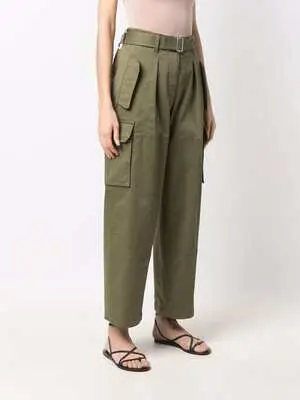 Alberta Ferretti High-waisted Belted Cargo Trousers