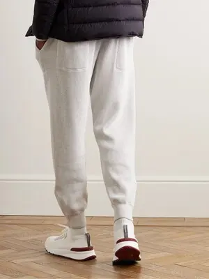 Brunello Cucinelli Leather-trimmed Stretch-knit Sneakers - White