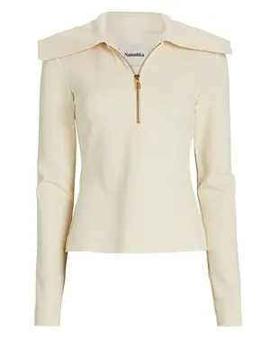 Nanushka Mace Half Zip Polo Sweater - Ivory