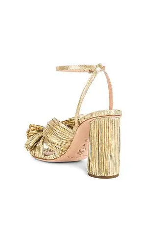 LOEFFLER RANDALL Camellia Bow Heel With Ankle Strap In Metallic - Gold