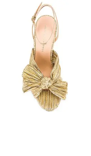 LOEFFLER RANDALL Camellia Bow Heel With Ankle Strap In Metallic - Gold