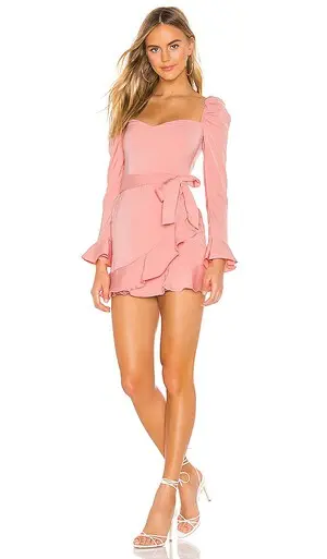 MORE TO COME Khloe Ruffle Sleeve Mini Dress - Blush