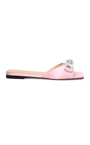 Mach & Mach Double Bow Crystal-embellished Satin Sandals