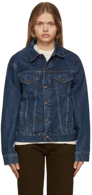 RE/DONE Re/Done Blue 90s Oversized Trucker Denim Jacket - Rustic Indigo