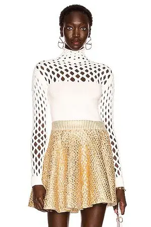Valentino Garavani Valentino Net Sweater In Black Avorio