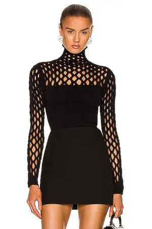 Valentino Garavani Valentino Net Sweater In Black Nero