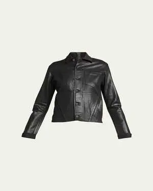 L'AGENCE Janelle Coated Denim Jacket - Saturated Bl