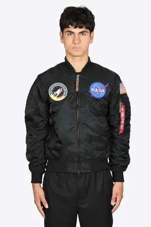 Alpha Industries Ma-1 Vf Nasa Bomber Jacket Black Nylon Nasa Bomber Jacket