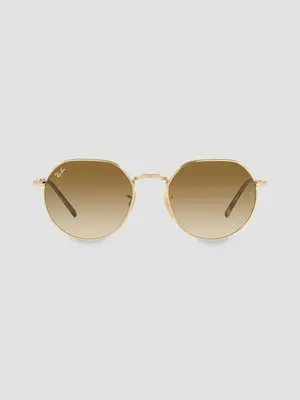 Ray-ban Rb3565 Jack 51mm Round Sunglasses Gold Flash