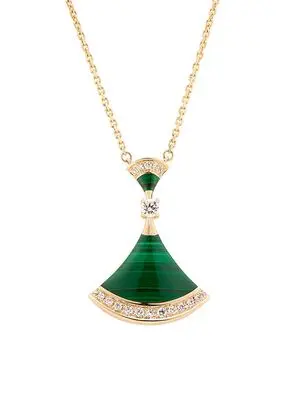 BVLGARI Divas' Dream 18k Malachite & Diamond Pendant Necklace - Rose Gold