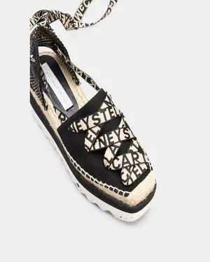 Stella McCartney Gaia Organic Canvas Espadrille Sandals - Deep Black