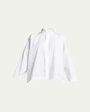 Eskandar Wide Longer-back Shirt - White