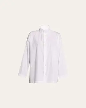 Eskandar Slim A-line Two Collar Shirt - White