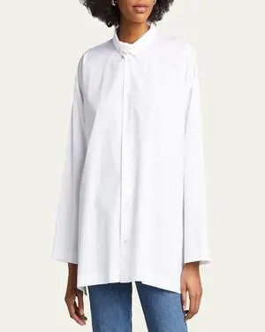 Eskandar Slim A-line Two Collar Shirt - White