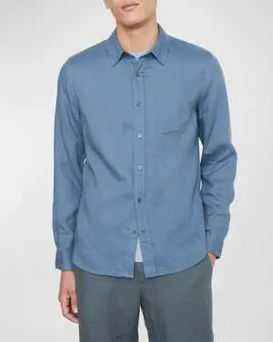 Vince Men & Apos;s Linen Sport Shirt Night Blue