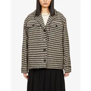 ANINE BING Houndstooth Flynn Houndstooth Woven Jacket