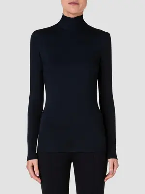 Akris Turtleneck Back Zip Top - Black