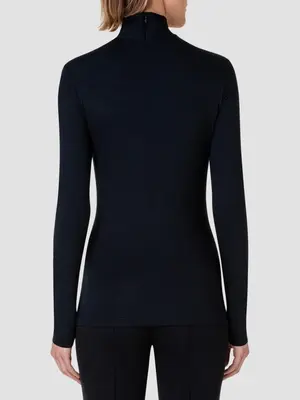 Akris Turtleneck Back Zip Top - Black