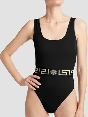 Versace Greek Key Belt One-piece Swimsuit