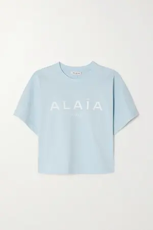 Alaïa Cropped Printed Cotton-jersey T-shirt