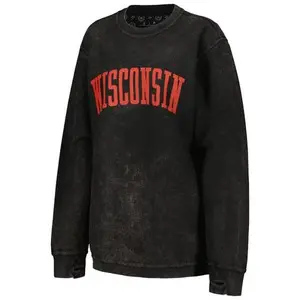 PRESSBOX Wisconsin Badgers Comfy Cord Vintage Wash Basic Arch Pullover Sweatshirt