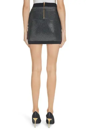 Balmain Two Button Metallic Knit Miniskirt - Eac Noir/argent