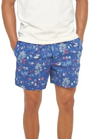 THE LAZY POET Ben St. Tropez Pajama Shorts - Blue