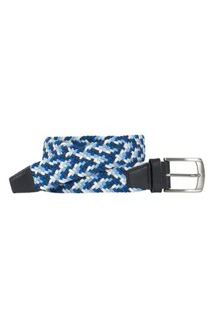Johnston & Murphy Johnston & Murphy Woven Stretch Knit Belt Blue Multi