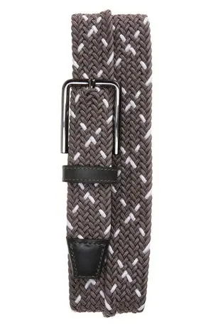 Johnston & Murphy Johnston & Murphy Woven Stretch Knit Belt Gray/white