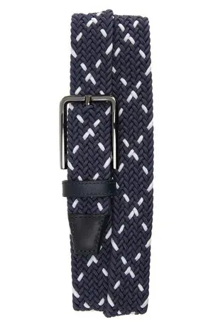 Johnston & Murphy Johnston & Murphy Woven Stretch Knit Belt Navy/white