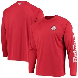 Columbia Ohio State Buckeyes Terminal Tackle Omni-shade Raglan Long Sleeve T-shirt - Scarlet