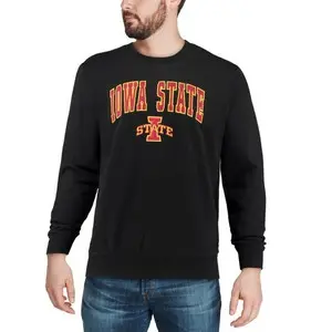 COLOSSEUM Iowa State Cyclones Arch & Logo Crew Neck Sweatshirt - Black